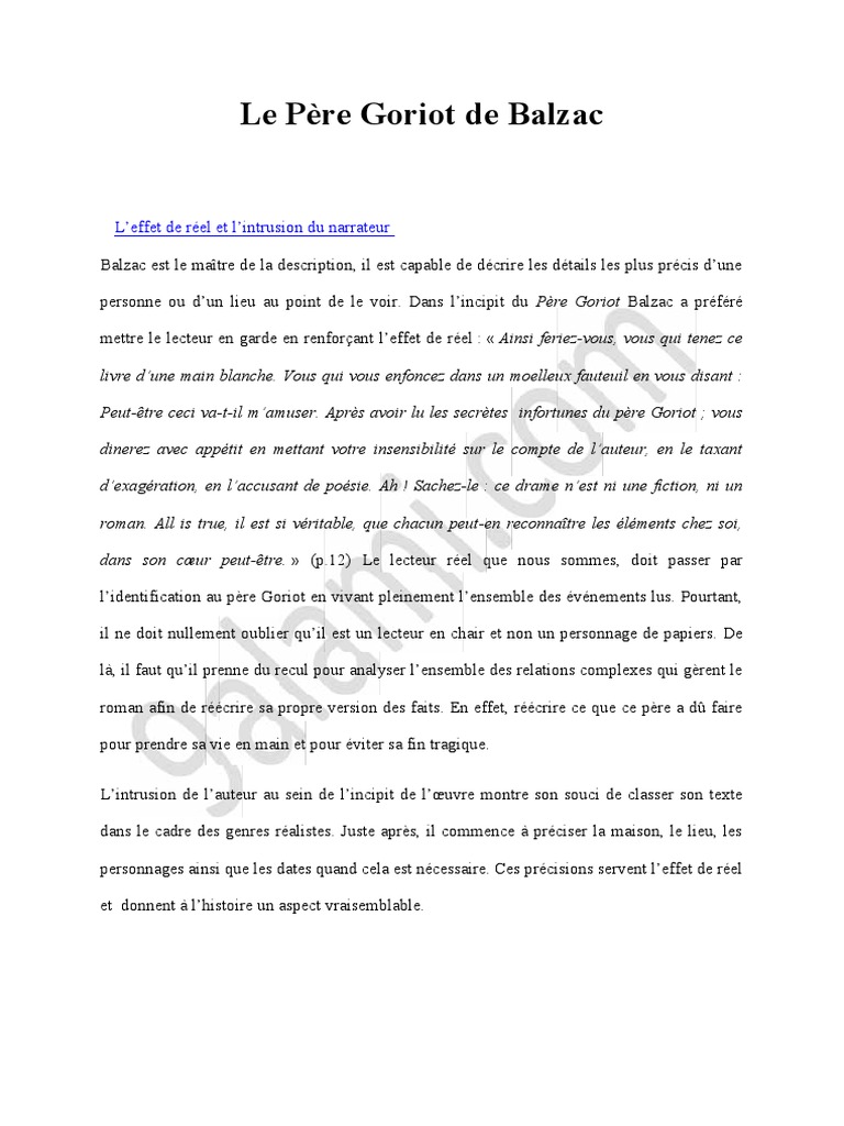 Le Pere Goriot de Balzac PDF | Descargar gratis PDF | Honoré de Balzac