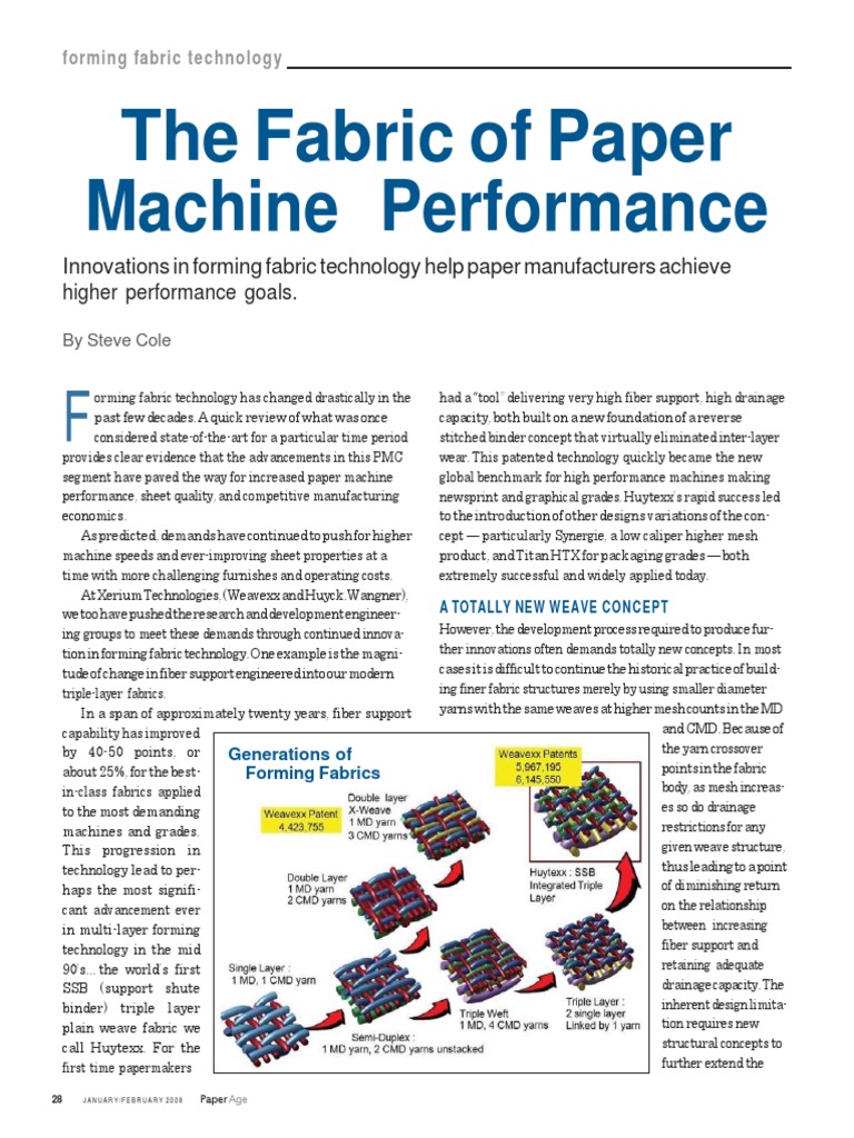 The Fabric of Paper Machine Performance | PDF | Textiles | Paper