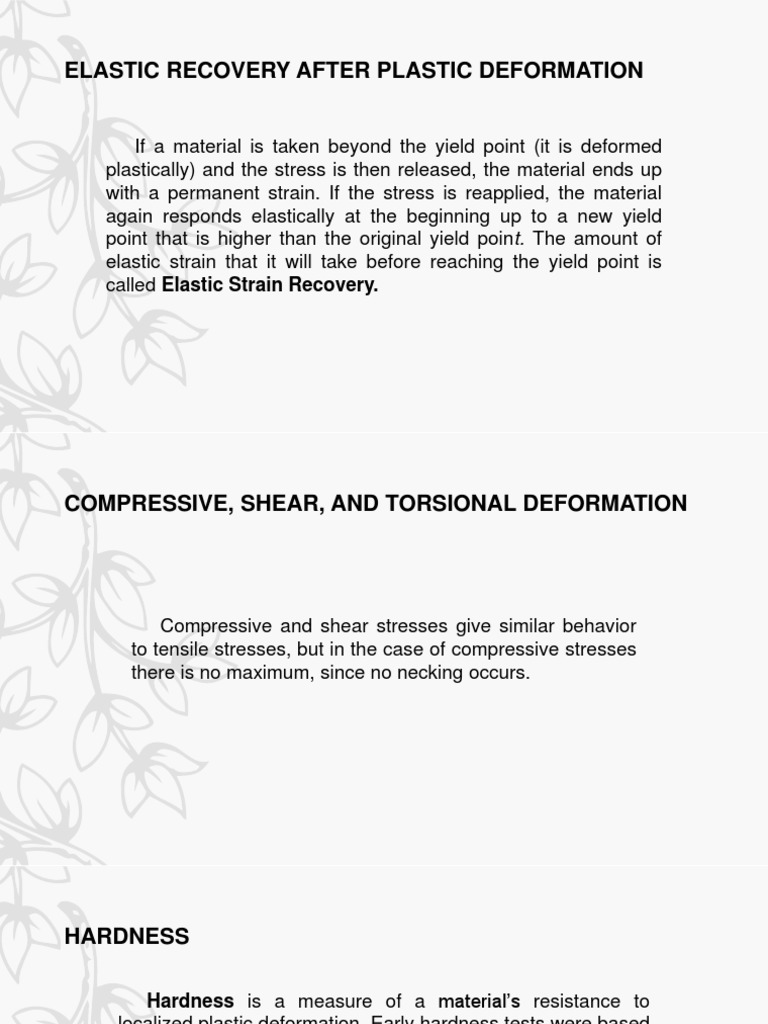 Elastic Recovery After Plastic Deformation | Download Free PDF ...