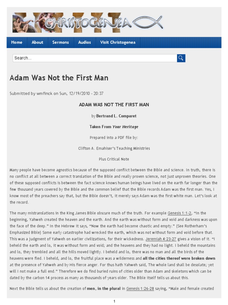 Adam Was Not The First Man | PDF | Adam | Eve