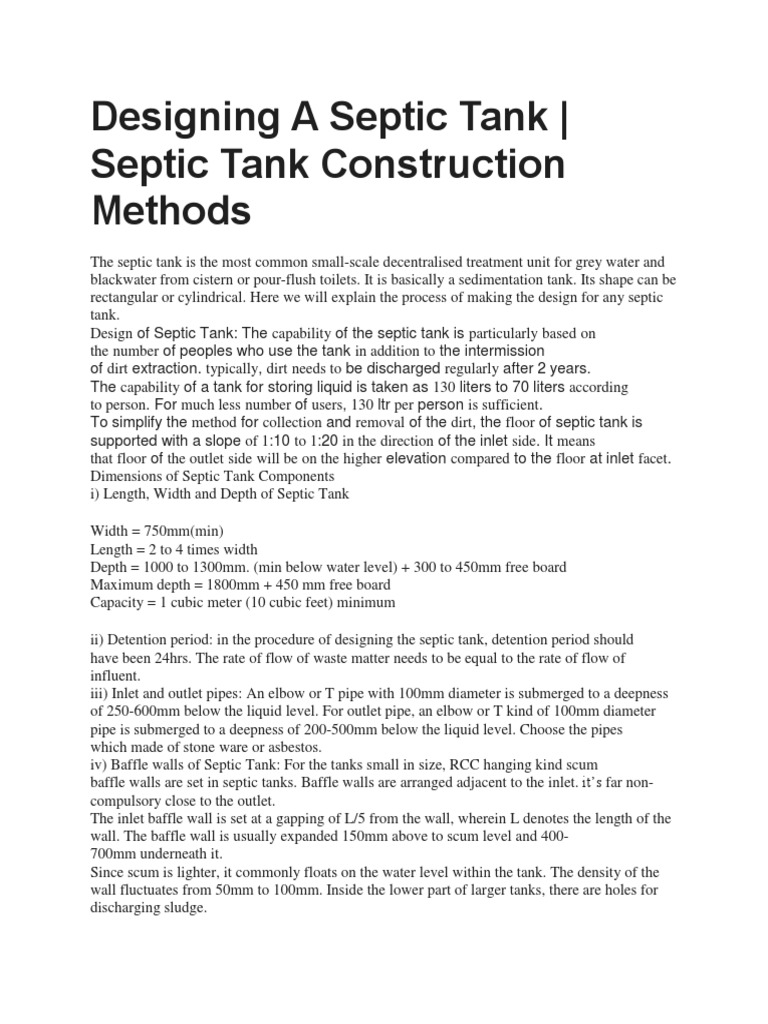 Designing A Septic Tank | PDF | Septic Tank | Soil