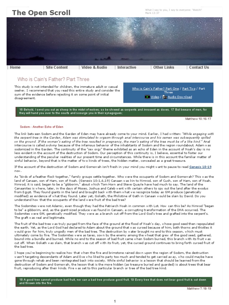 Who Is Cain's Father - Part Three | PDF | Sodom And Gomorrah | Adam