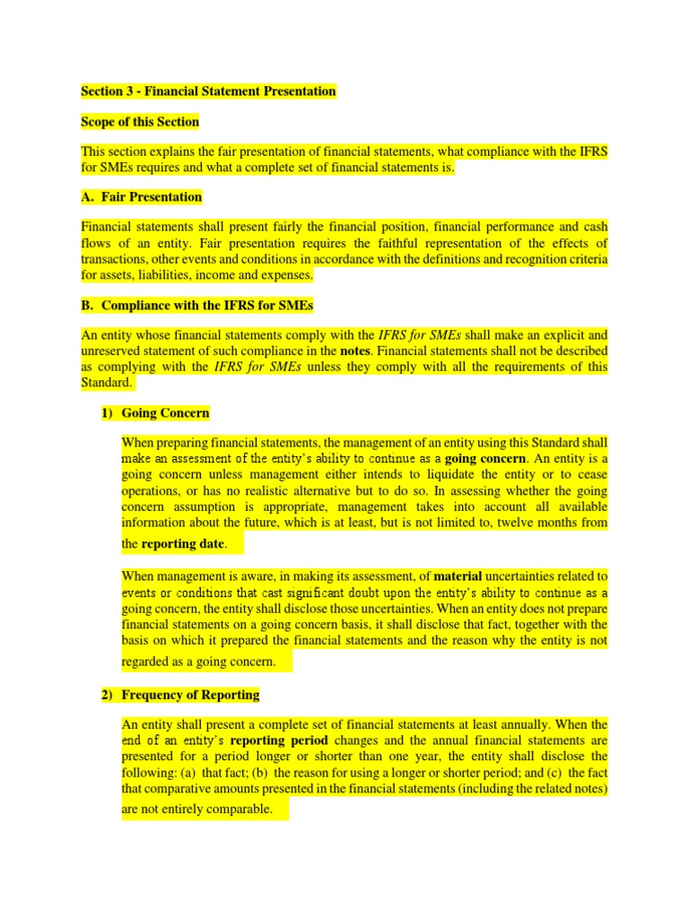 Requirements for Preparing and Presenting Financial Statements ...
