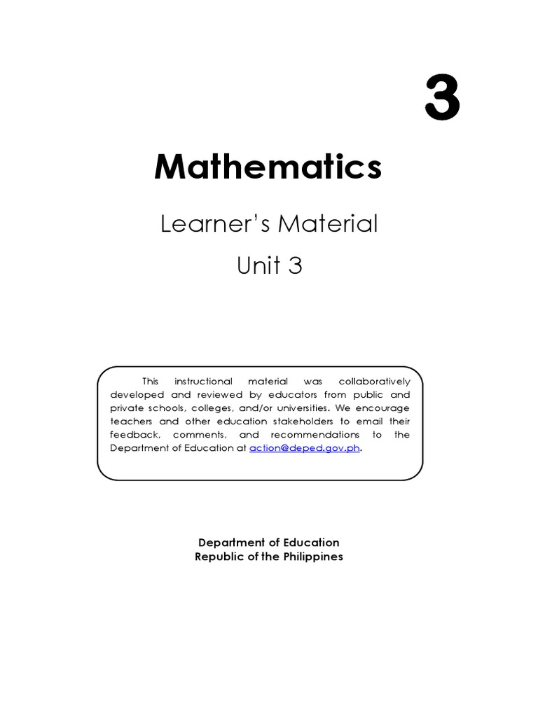 Math Grade 3 LM 3rd Quarter | PDF | Symmetry | Fraction (Mathematics)