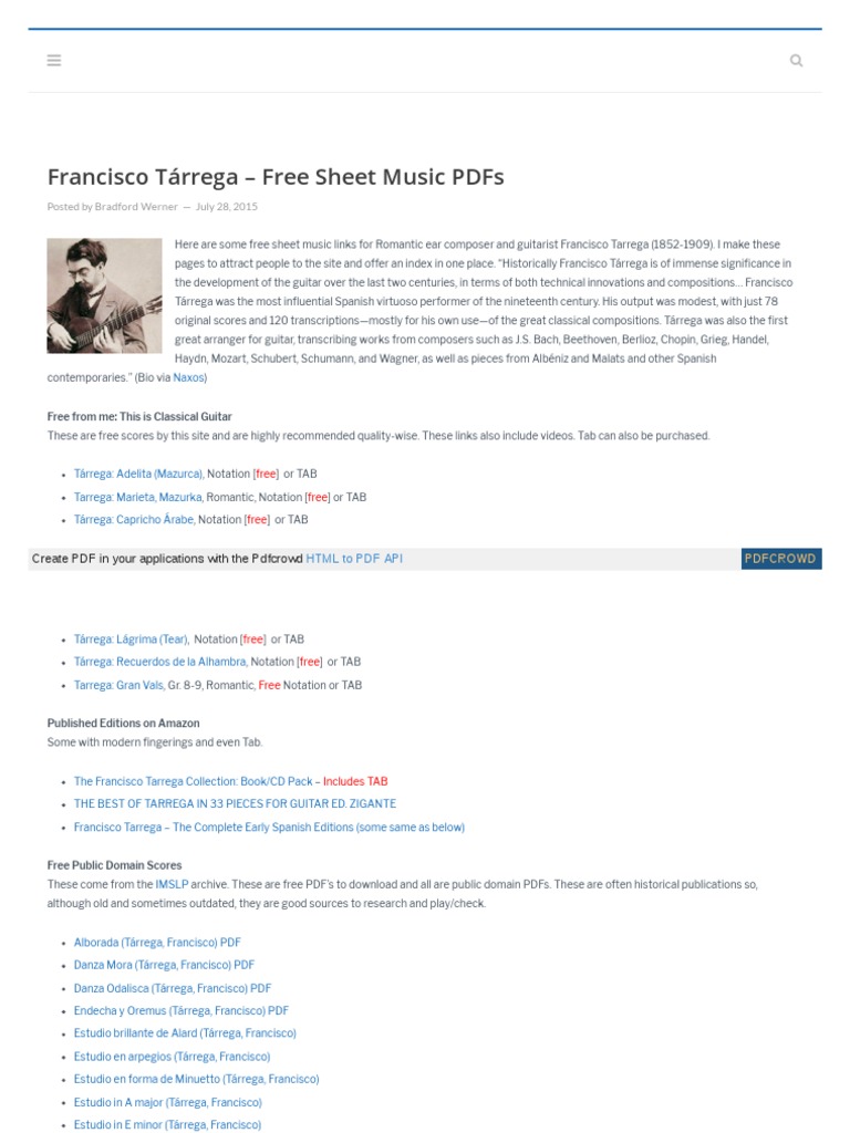 WWW Thisisclassicalguitar Com Francisco Tarrega Free Sheet M | PDF ...