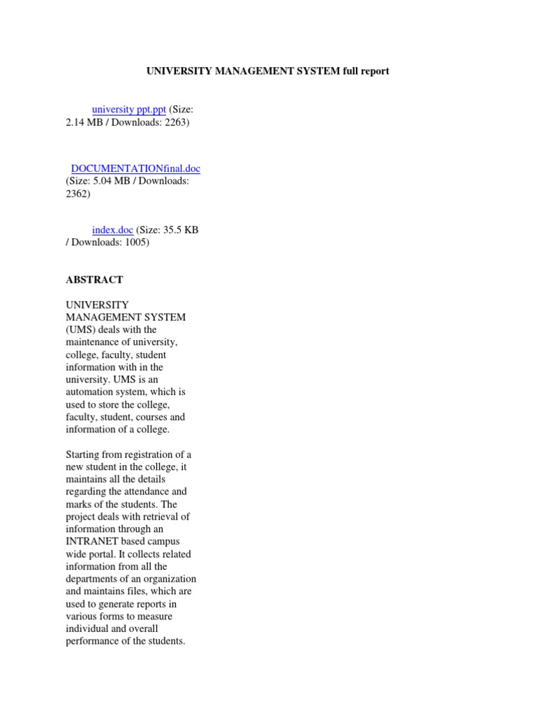 University PPT - PPT: University Management System Full Report | PDF ...