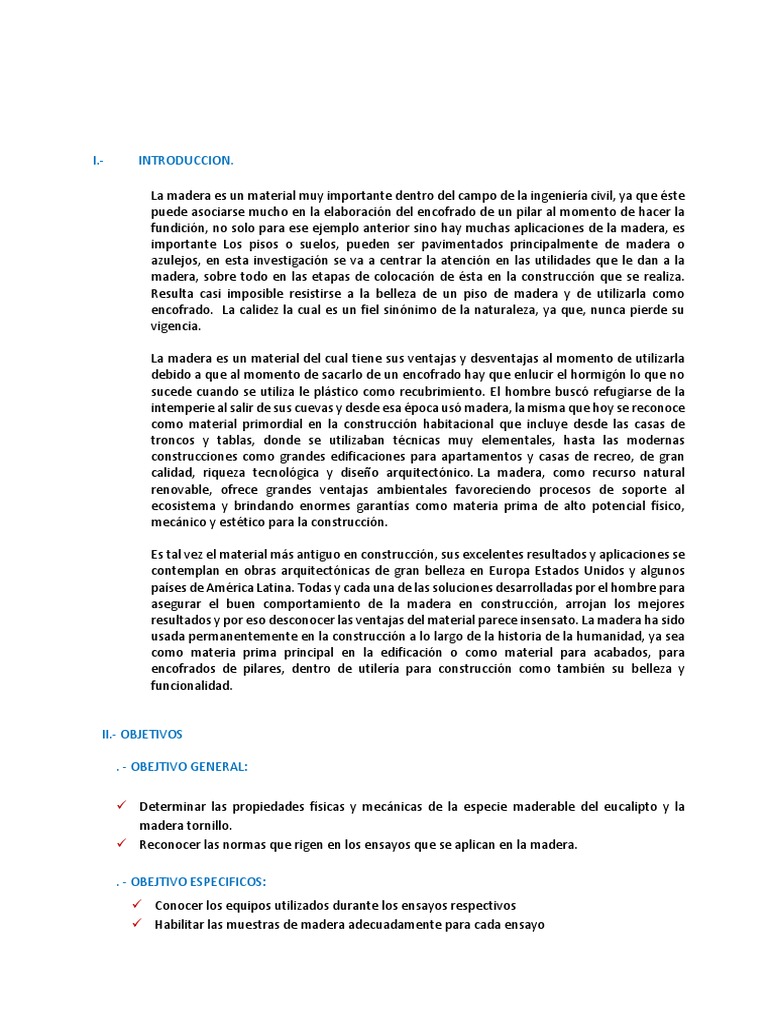 Informe de Estructuras de Madera Usp QWQE | PDF | Madera | Densidad