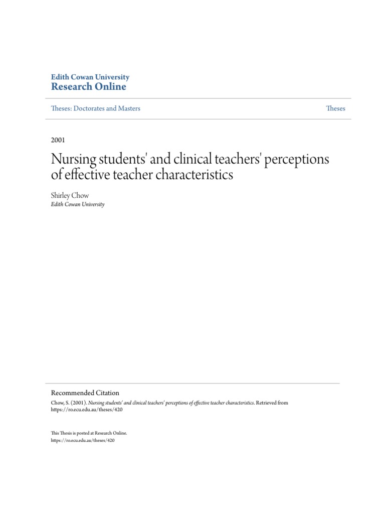 Nursing Students and Clinical Teachers Perceptions of Effective | PDF ...