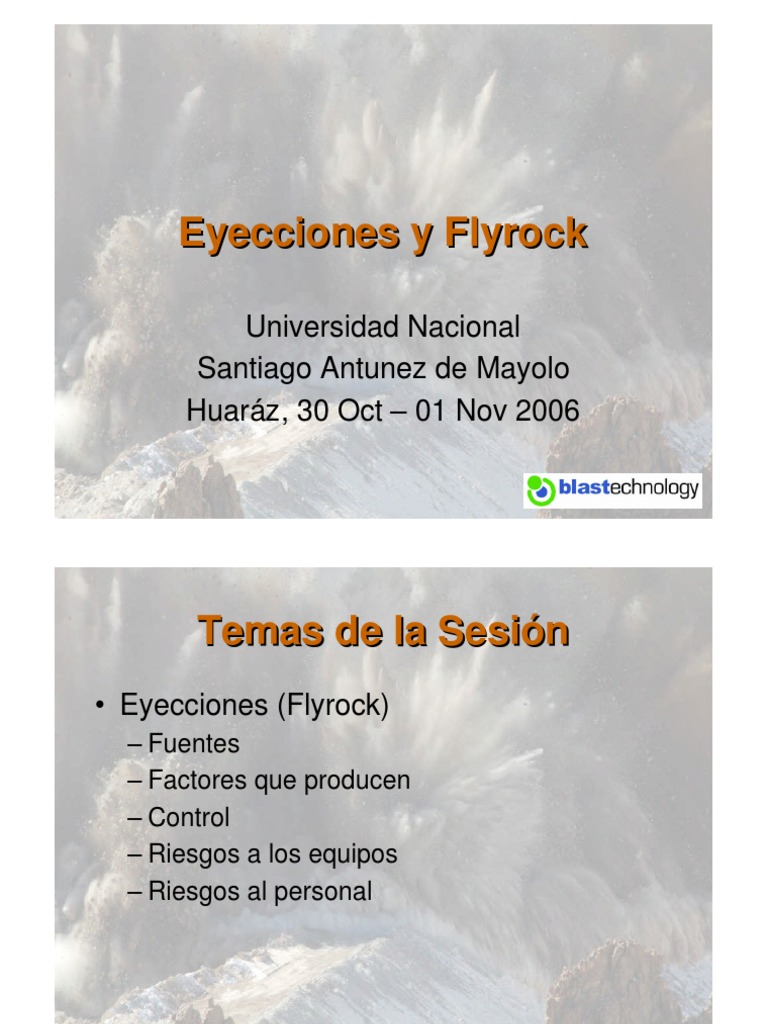 Sesión IVB - Eyecciones y Flyrock PDF | PDF | Cantidades fisicas | Cantidad