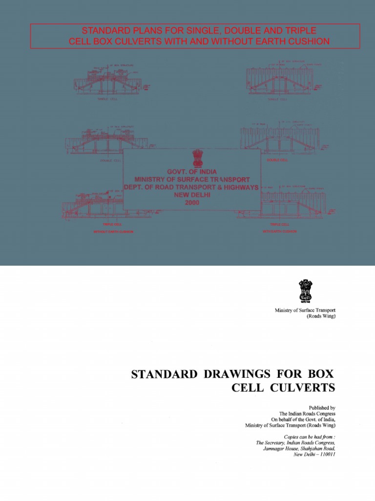 IRC Standard Drawing For Box Cell Culvert Bridges 2000 (Full) | PDF