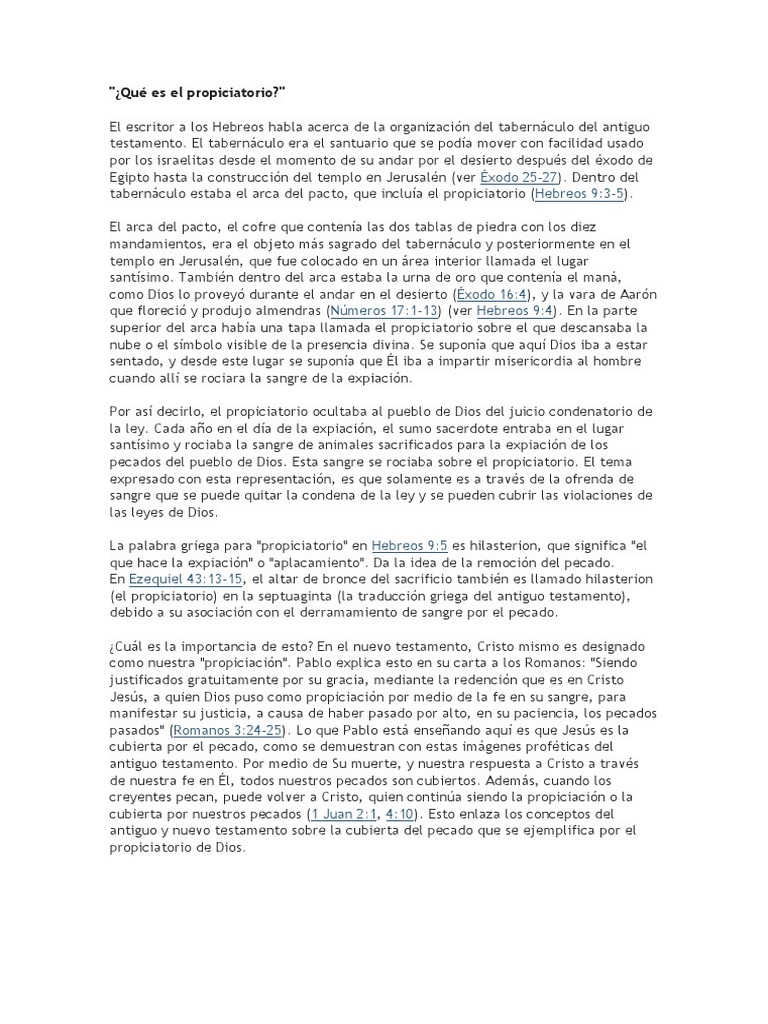 Qué Es El Propiciatorio | PDF | Arca de la Alianza | Expiación en el ...