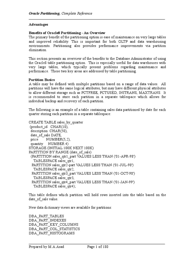 Oracle Partitioning | PDF | Database Index | Oracle Database