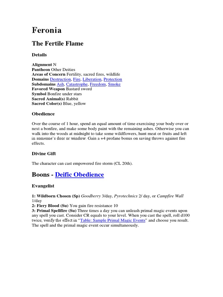 Feronia (Pathfinder) | PDF