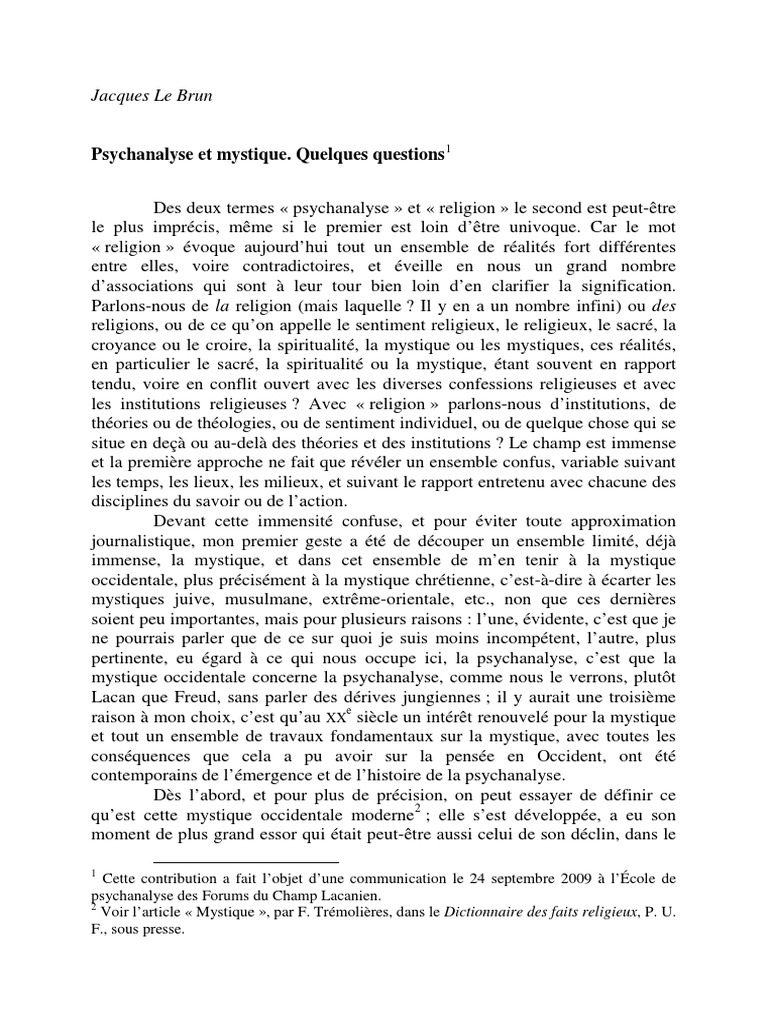 Jacques Le Brun 74 | PDF | Mysticisme | Jacques Lacan