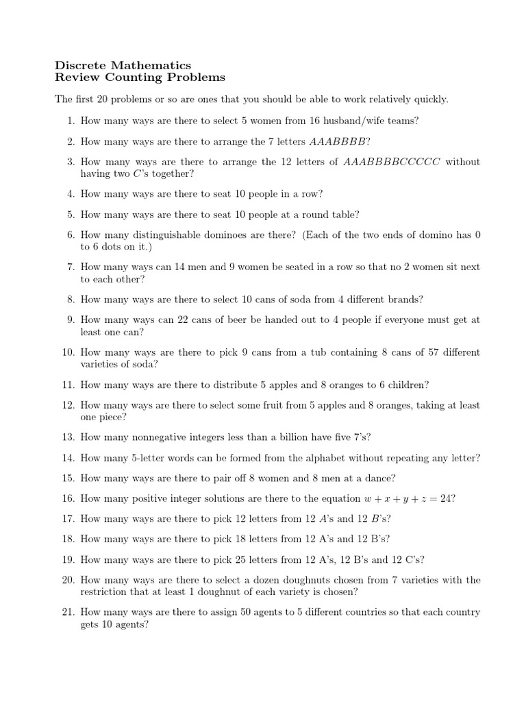 Counting Problems | PDF | Teaching Mathematics | Science