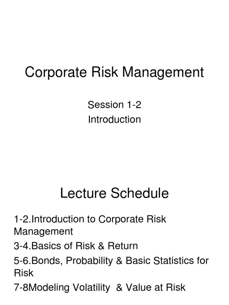 1-2.risk Management Introduction | PDF | Value At Risk | Risk