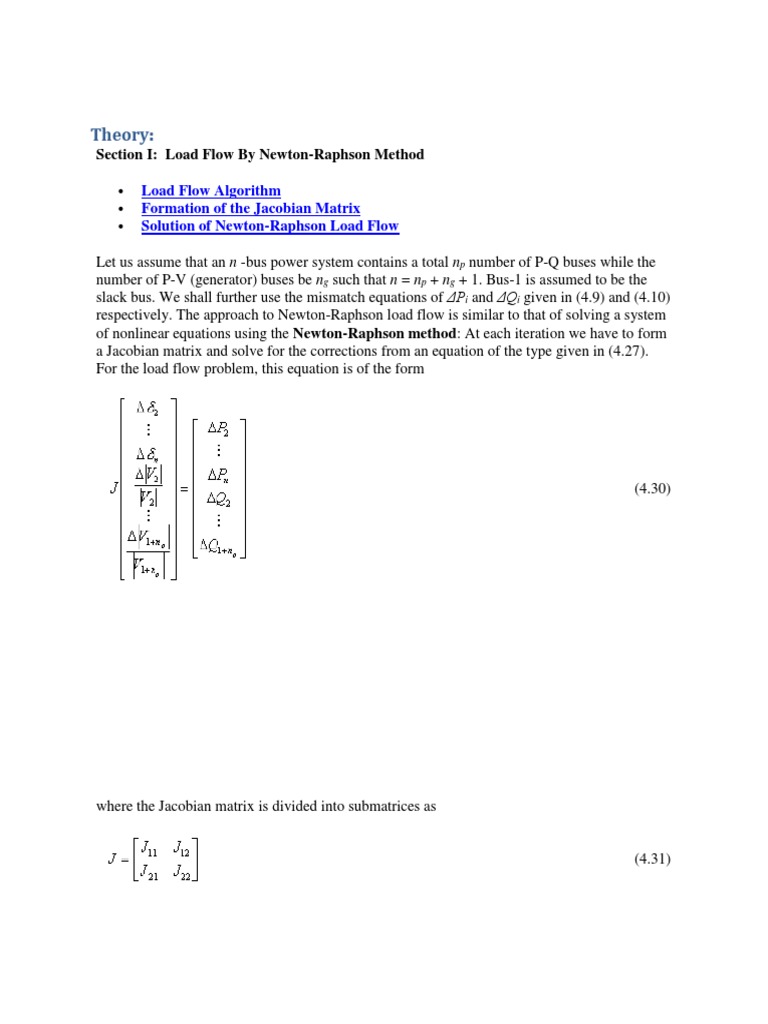 Newton-Raphson Load Flow Analysis | PDF | Ac Power | Matrix (Mathematics)