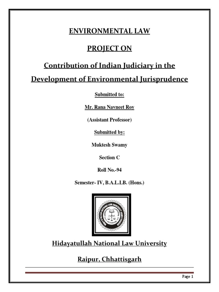 Environmental Law Project On Contribution of Indian Judiciary in The ...