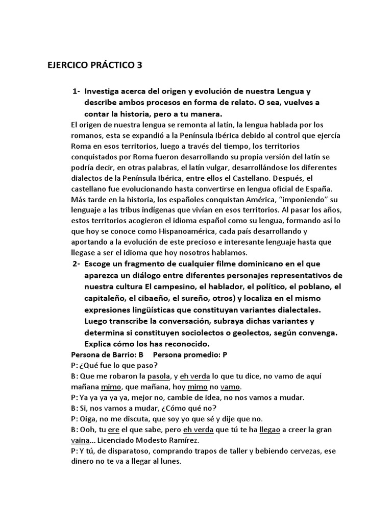 Ejercico Práctico 3 | PDF | Dialecto | Lengua española