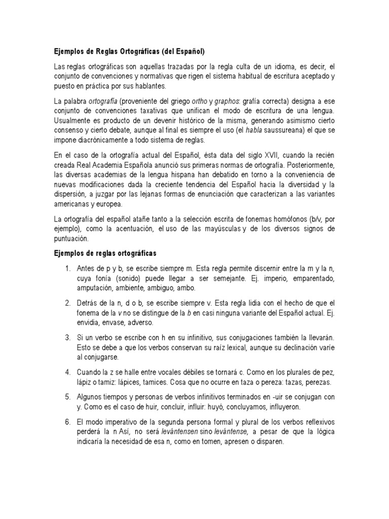Reglas fundamentales de la ortografía del español | PDF | Ortografía | Oración (Lingüística)