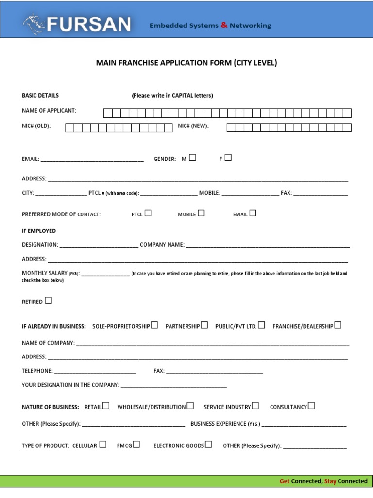 Franchise Application Form For City Level | PDF | Partnership | Economies