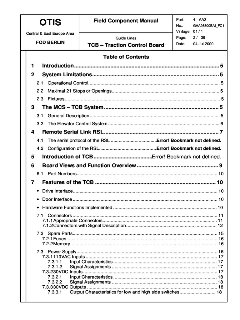 Otis TCB Guide Lines | PDF | Computer Hardware | Manufactured Goods