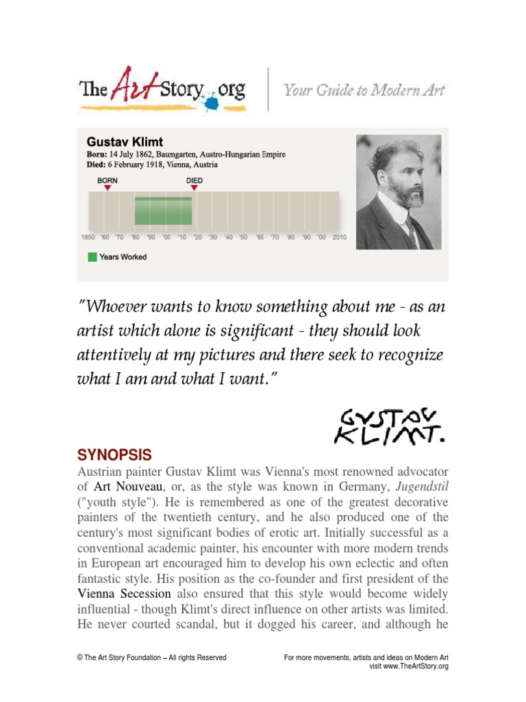 Gustav Klimt: Art Nouveau Pioneer | PDF | Gustav Klimt | Art Media