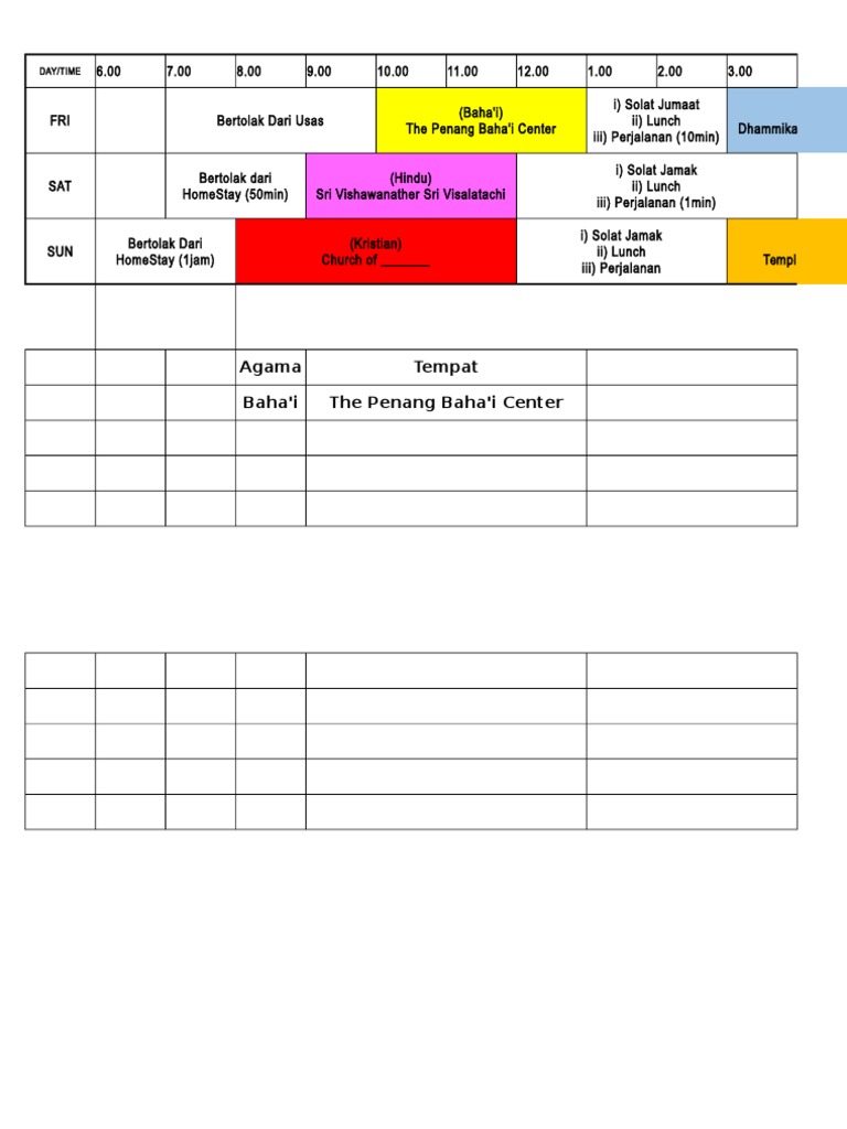 Weekly Religious Schedule Overview | PDF | South Asia | Indian Religions