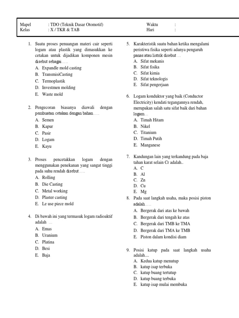Soal UAS TDO X | PDF