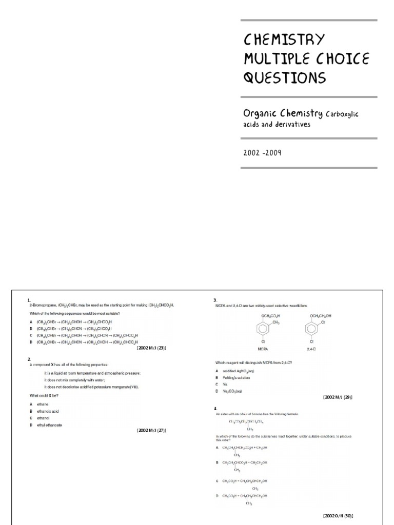 Chemistry Multiple Choice Questions | PDF