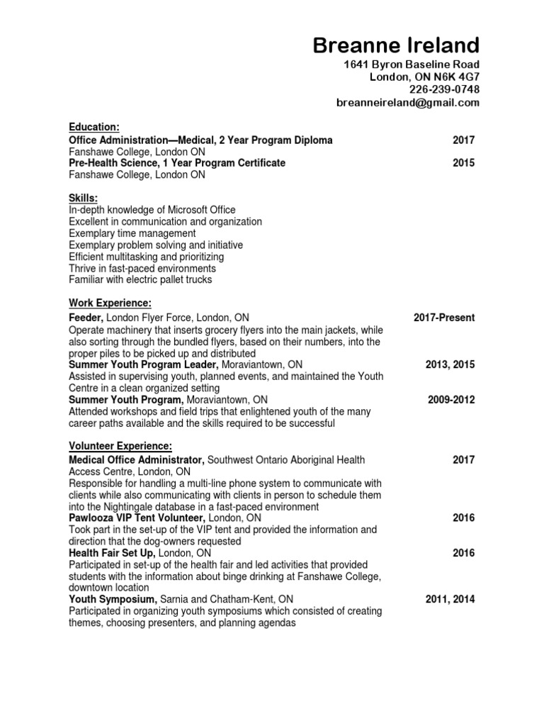 Breanne Ireland Resume | PDF | Computing And Information Technology ...