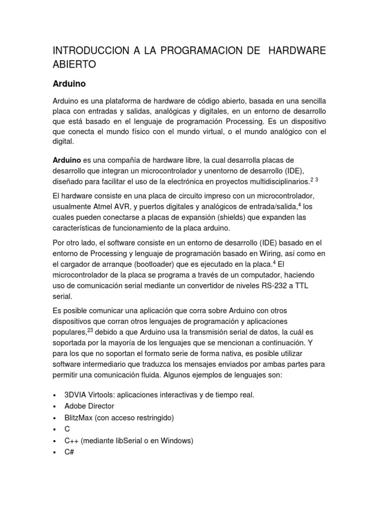 Introduccion A La Programacion de Hardware Abierto | PDF | Arduino | Bienes manufacturados