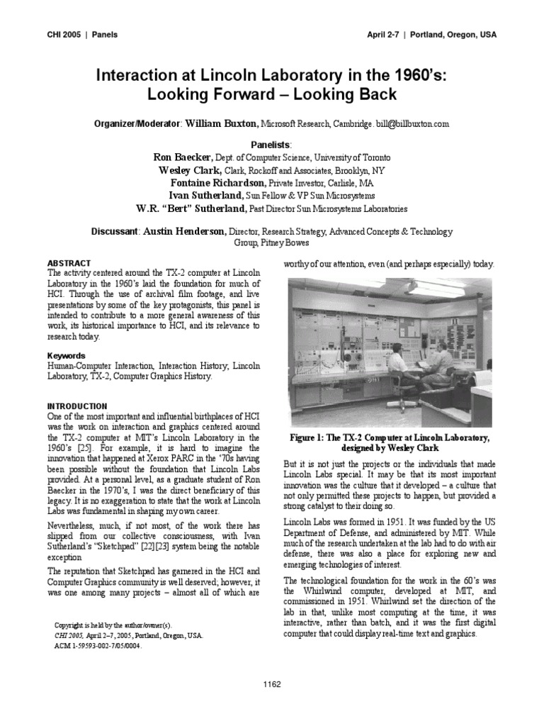 Interaction at Lincoln Laboratory in The 1960's: Looking Forward ...