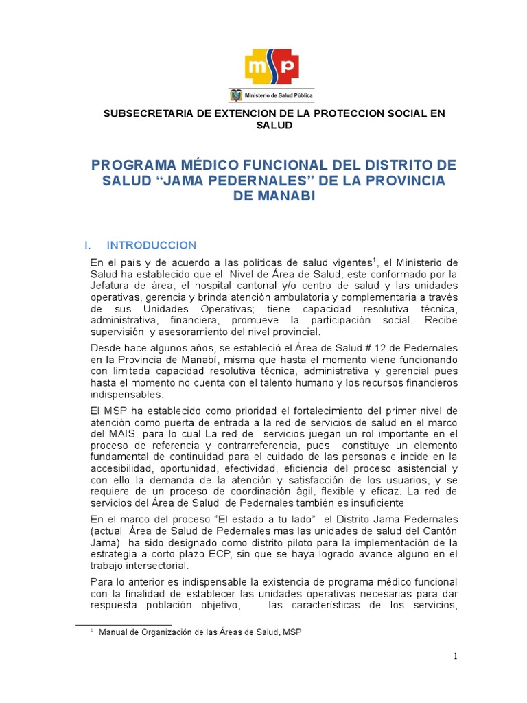 Programa Medico Funcional Del Area de Salud de Pedernales | PDF ...