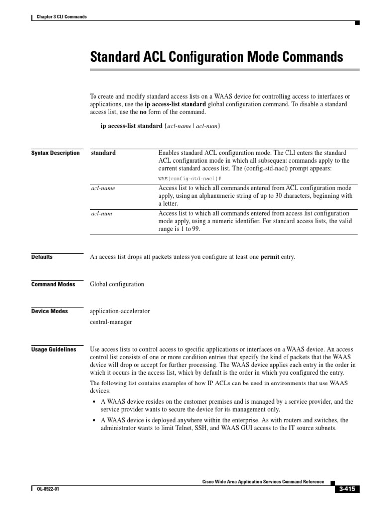 Standard Acl Configuration Mode Commands Ip Access List Standard Acl Name Acl Num Pdf