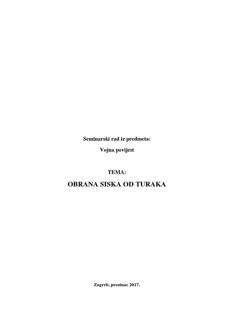 Obrana Siska Od Turaka | PDF