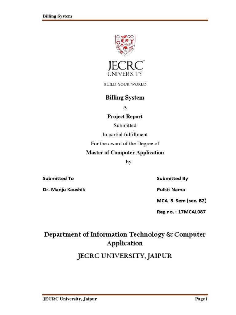 Department of Information Technology & Computer Application Jecrc ...