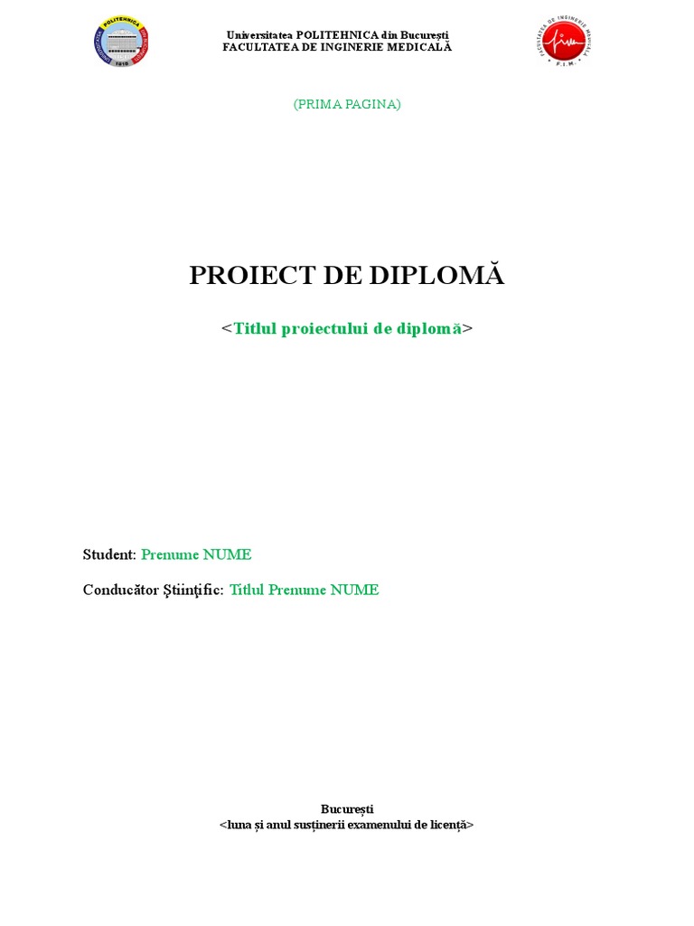 Model Elaborare Proiect Diploma | PDF