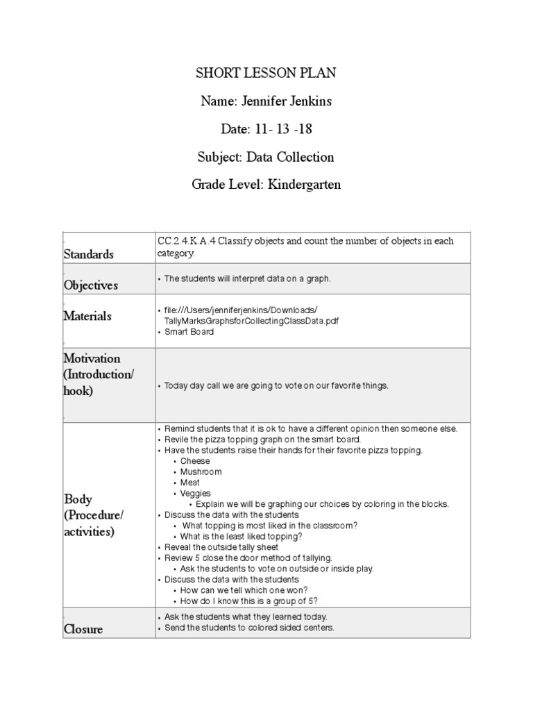 Data Collection Lesson 1 | PDF