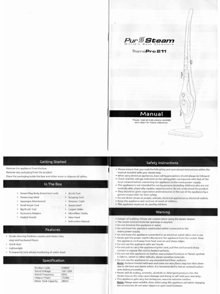 Manual PurSteam ThermaPro 211 | PDF