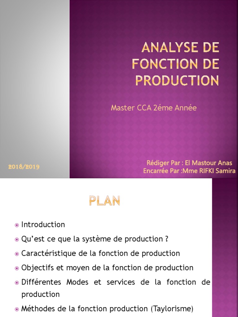 Analyse de Fonction de Production | PDF | Fonction de production ...