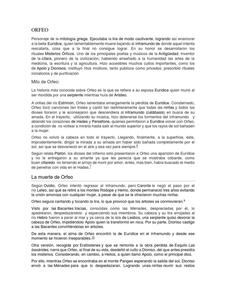 ORFEO | PDF | Orfeo | Entretenimiento (general)