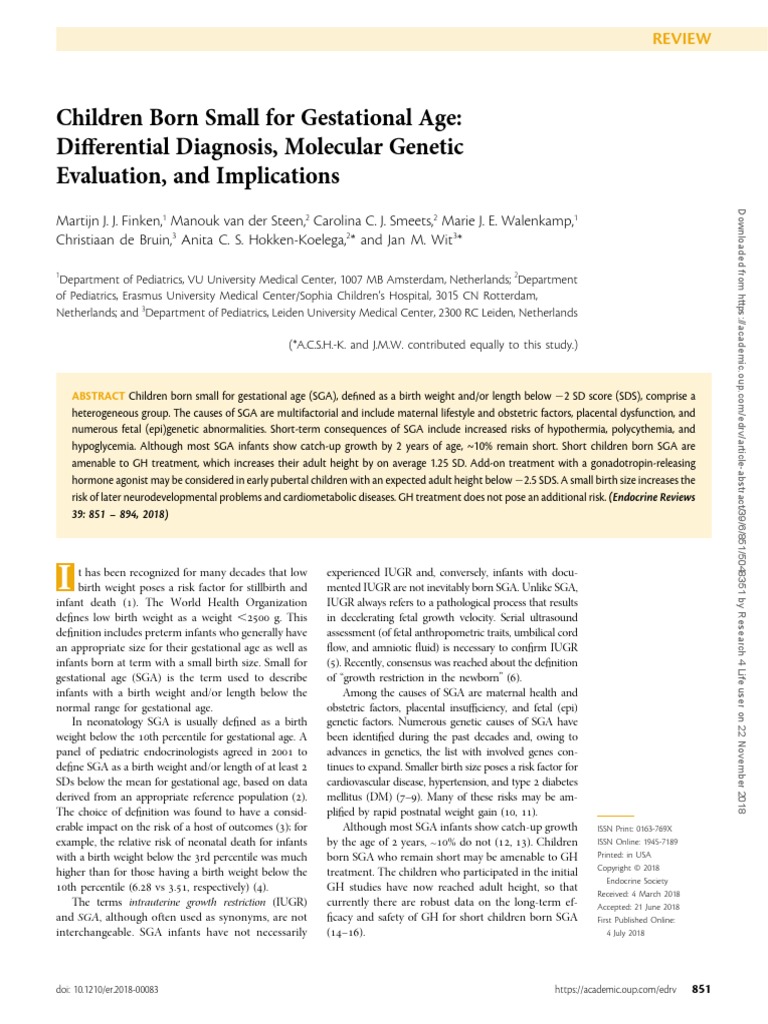 Children Born Small For Gestational Age Differential Diagnosis ...