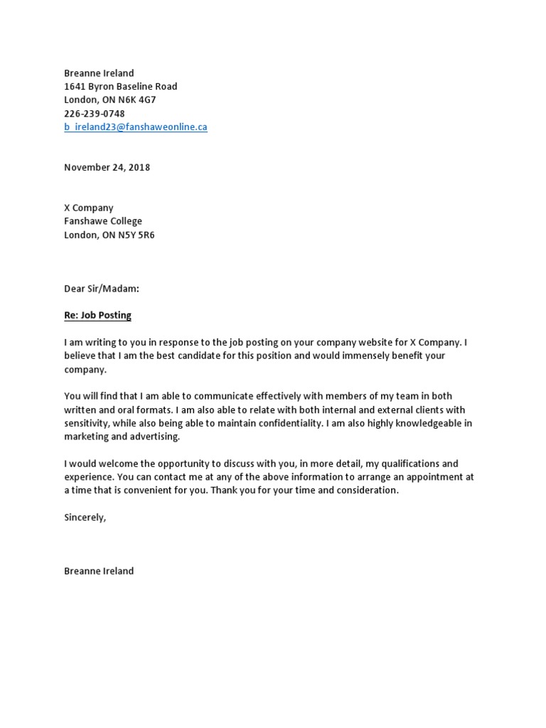 Ireland Breanne Cover Letter | PDF | Law