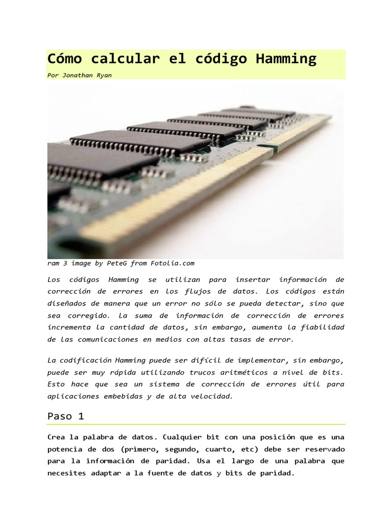 Guía para Calcular Código Hamming | PDF | Detección y corrección de errores | Poco