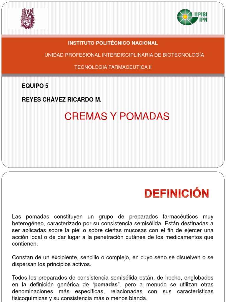 Cremas y Pomadas | PDF | Medicación tópica | Emulsión