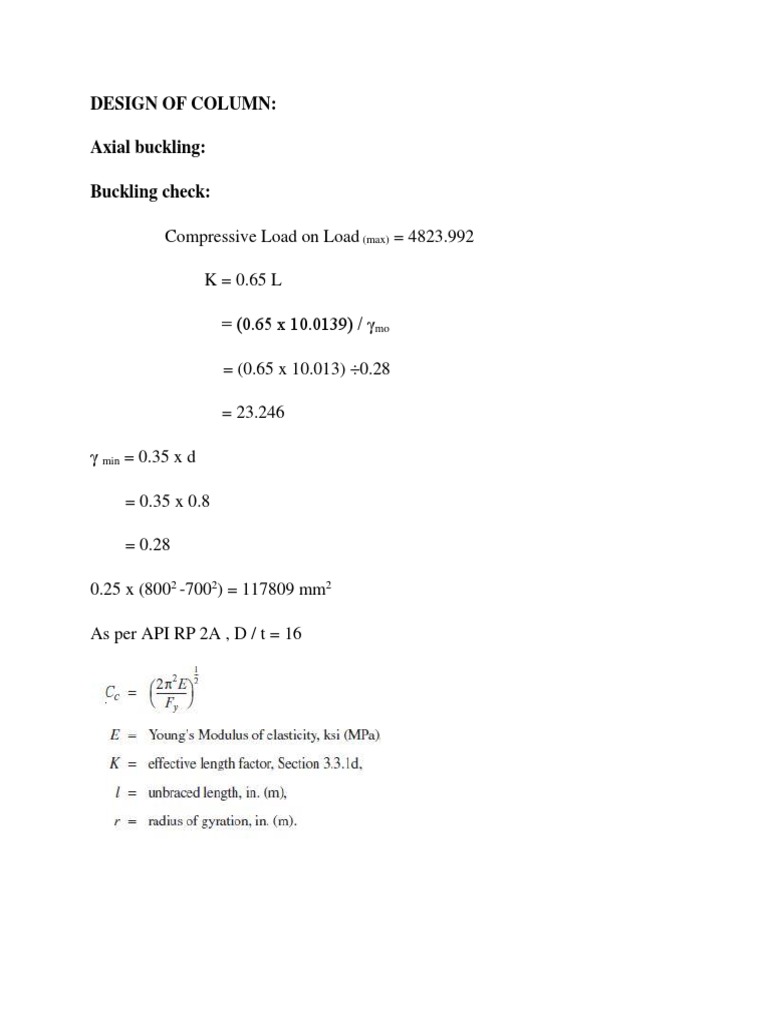 Design of Column: Axial Buckling: Buckling Check | PDF