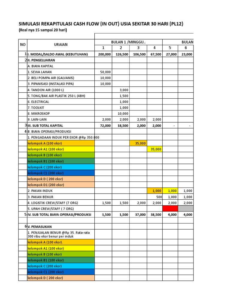 Simulasi Cash Flow Usaha Makanan | PDF