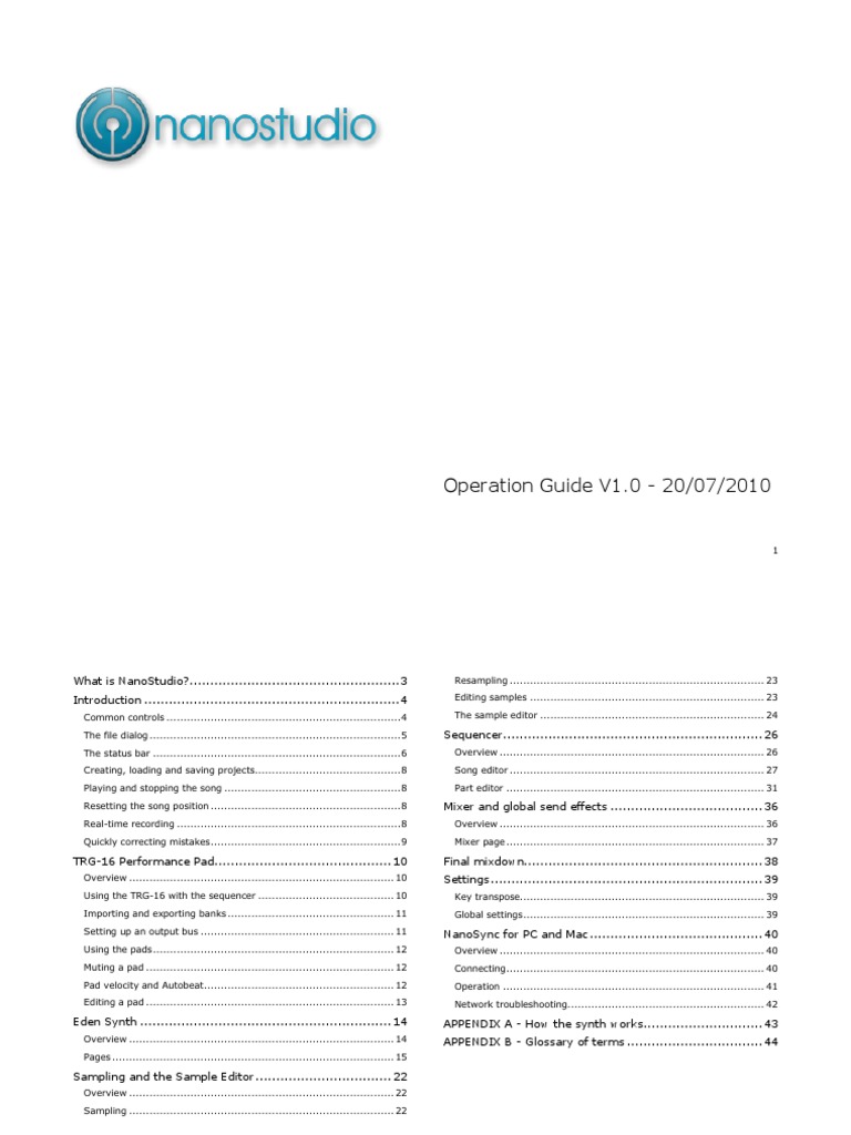 Nano Studio Manual | PDF | Synthesizer | Sound Technology