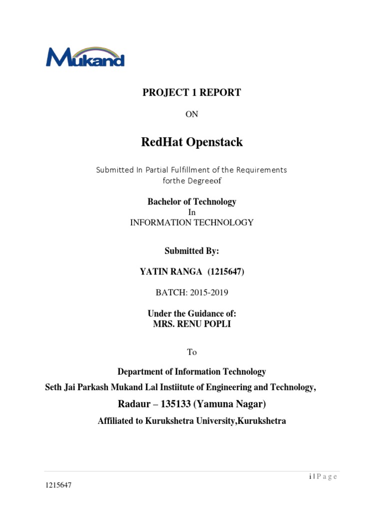 Redhat Openstack: Project 1 Report | PDF | Open Stack | Cloud Computing